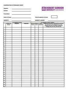 Examination Attendance Sheet Template | Free Excel Templates