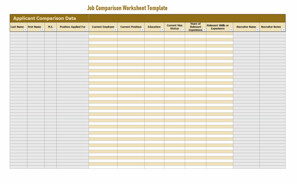 Comparison Worksheet Templates | 12+ Free Excel, PDF & Word Formats ...