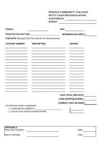Petty Cash Reconciliation Sheet Template | Free Excel Templates