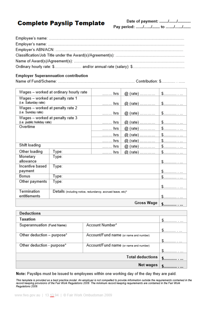 Complete Payslip Template | Free Excel Templates