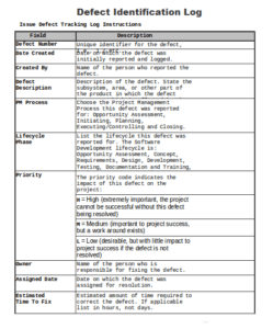 Defect Identification Log Format | Free Excel Templates