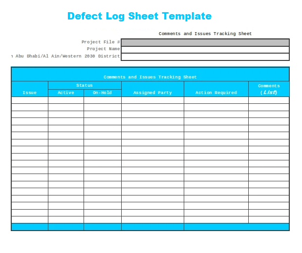 Defect Log Sheet Template | Free Excel Templates