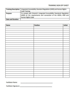 Employee Sign off Training Register Template PDF | Free Excel Templates