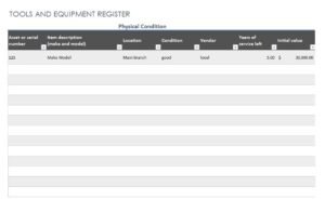 Equipment Register Templates | 11+ Free Docs, Xlsx & PDF Formats ...