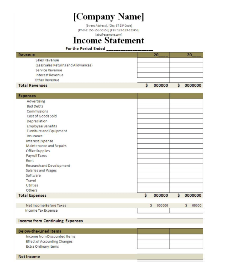 Income Statement Templates | 29+ Free Docs, Xlsx & PDF Formats, Samples ...