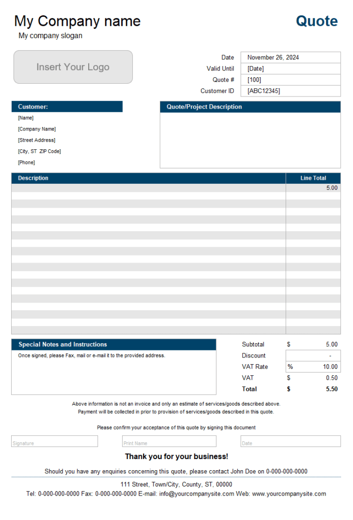 Medical Equipment Price Quotation Template | Free Excel Templates