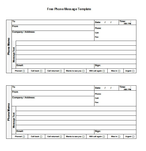 Message Slip Format | Free Excel Templates