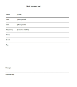 Message Slip Template Word | Free Excel Templates