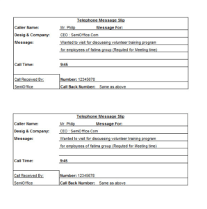 Phone Message Template Excel | Free Excel Templates