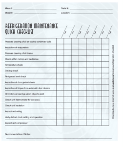 Refrigerator Equipment Maintenance Checklist Template | Free Excel ...