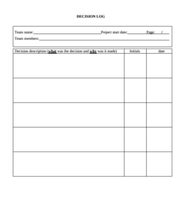 Sample Decision log Template | Free Excel Templates