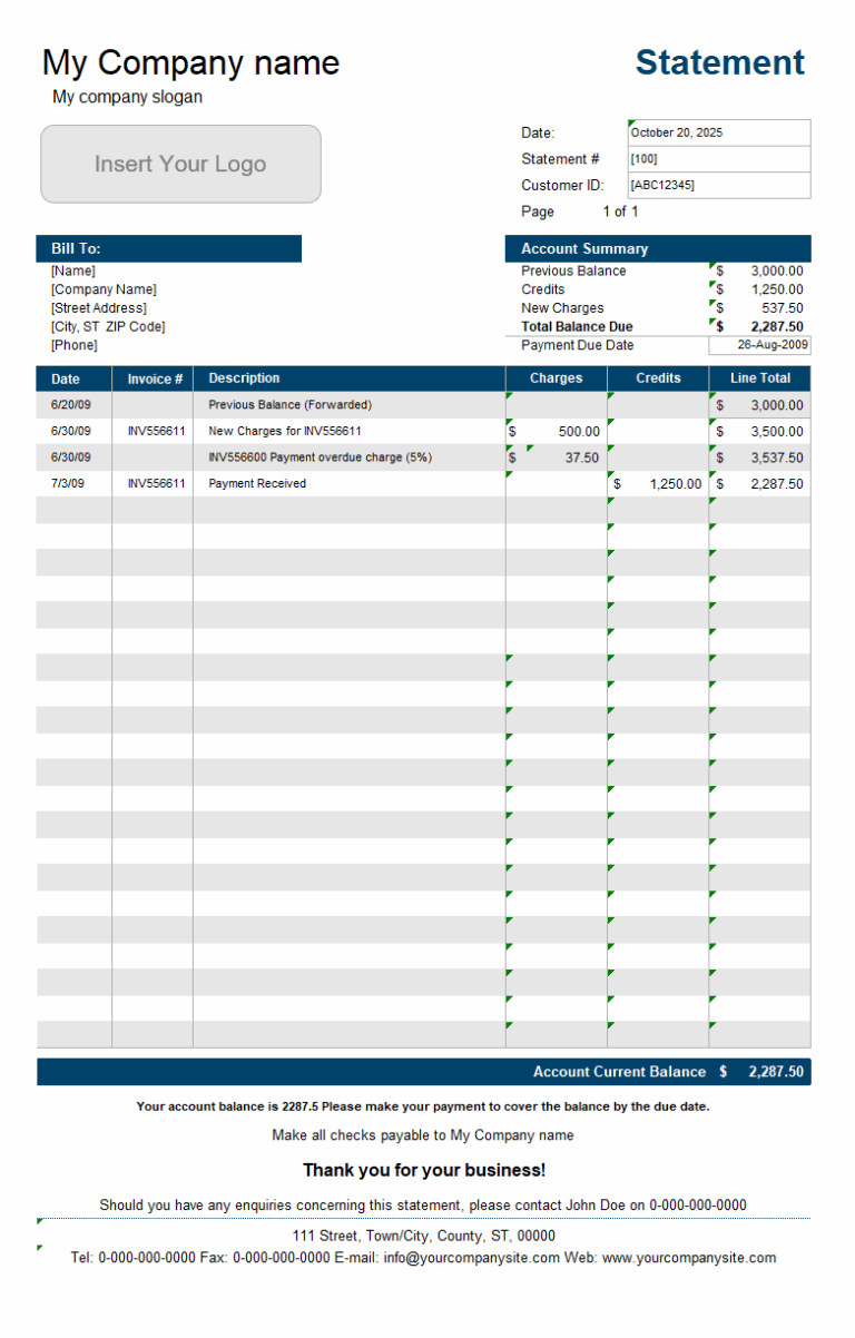 Statement of Account Templates | 12+ Free Docs, Xlsx & PDF Formats ...