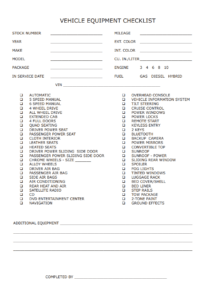 Vehicle Equipment Maintenance Checklist Sample | Free Excel Templates