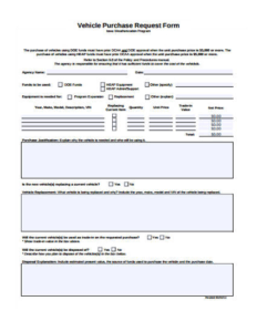 Vehicle Purchase Request Form | Free Excel Templates