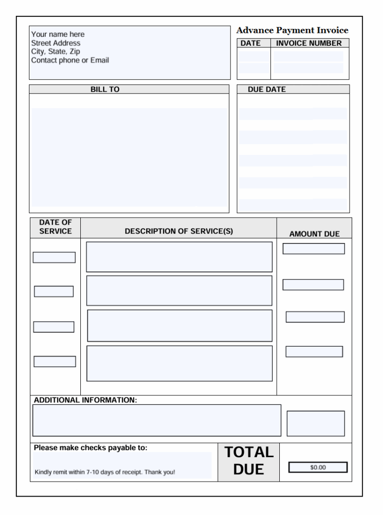 Advance Payment Invoice Templates | 9+ Free Docs, Xlsx & PDF Samples ...