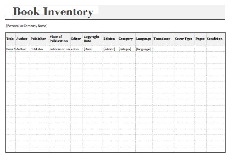 Blank Book Inventory Template | Free Excel Templates