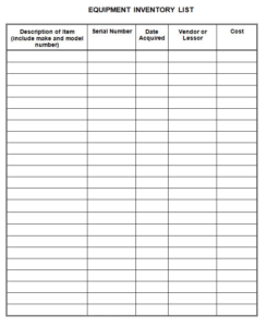 Blank Equipment Inventory Sample | Free Excel Templates