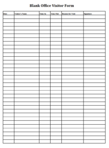 Blank Office Visitor Form Template | Free Excel Templates