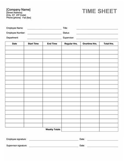 Blank Weekly Timesheet Template | Free Excel Templates