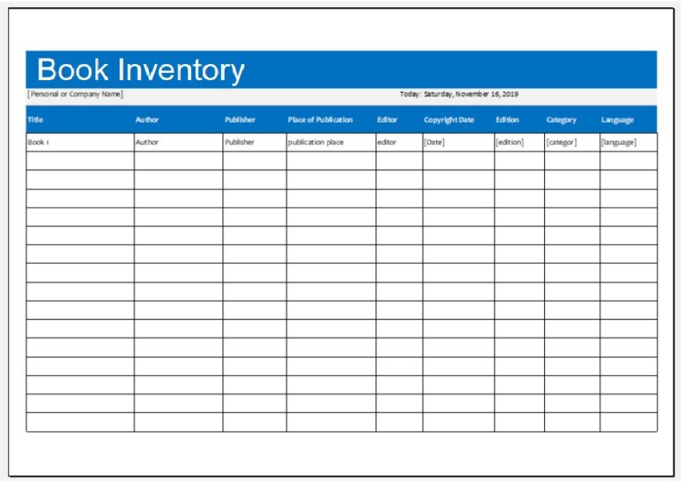 Book Inventory List Template | Free Excel Templates