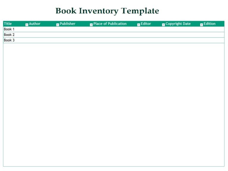 Book Inventory Template Excel | Free Excel Templates