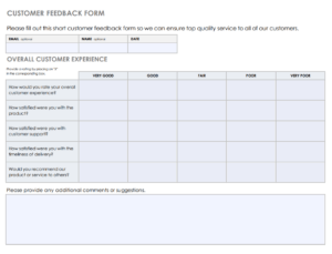 Customer Feedback Form | Free Excel Templates
