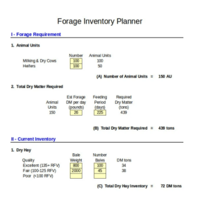 Dairy Forage Inventory Control Sheet Template | Free Excel Templates