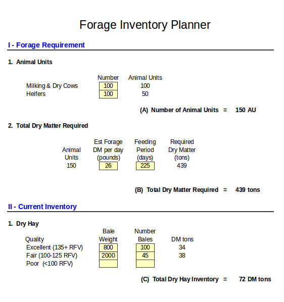Dairy Stock Inventory Example | Free Excel Templates