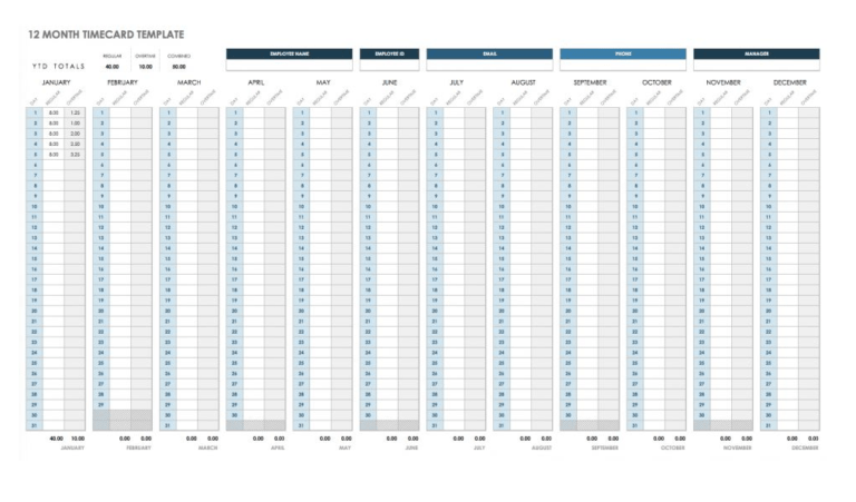 Employee Time Card Template Excel | Free Excel Templates
