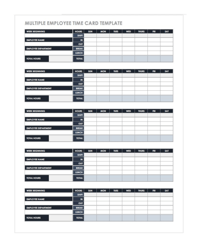 Employee Time Card Template Word | Free Excel Templates