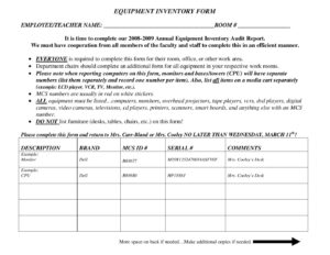 Equipment Inventory Form PDF | Free Excel Templates