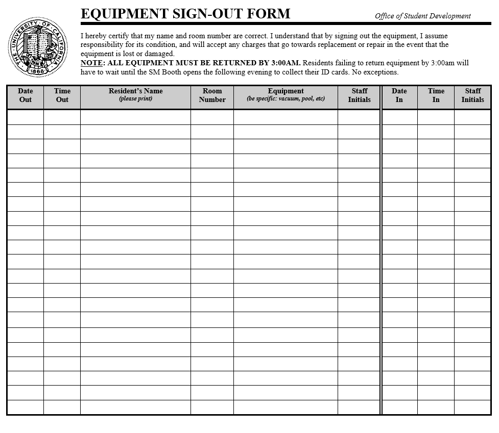 Equipment Sign Out Inventory Template | Free Excel Templates