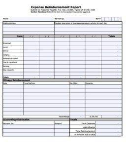 Expense Reimbursement Report Form Template | Free Excel Templates