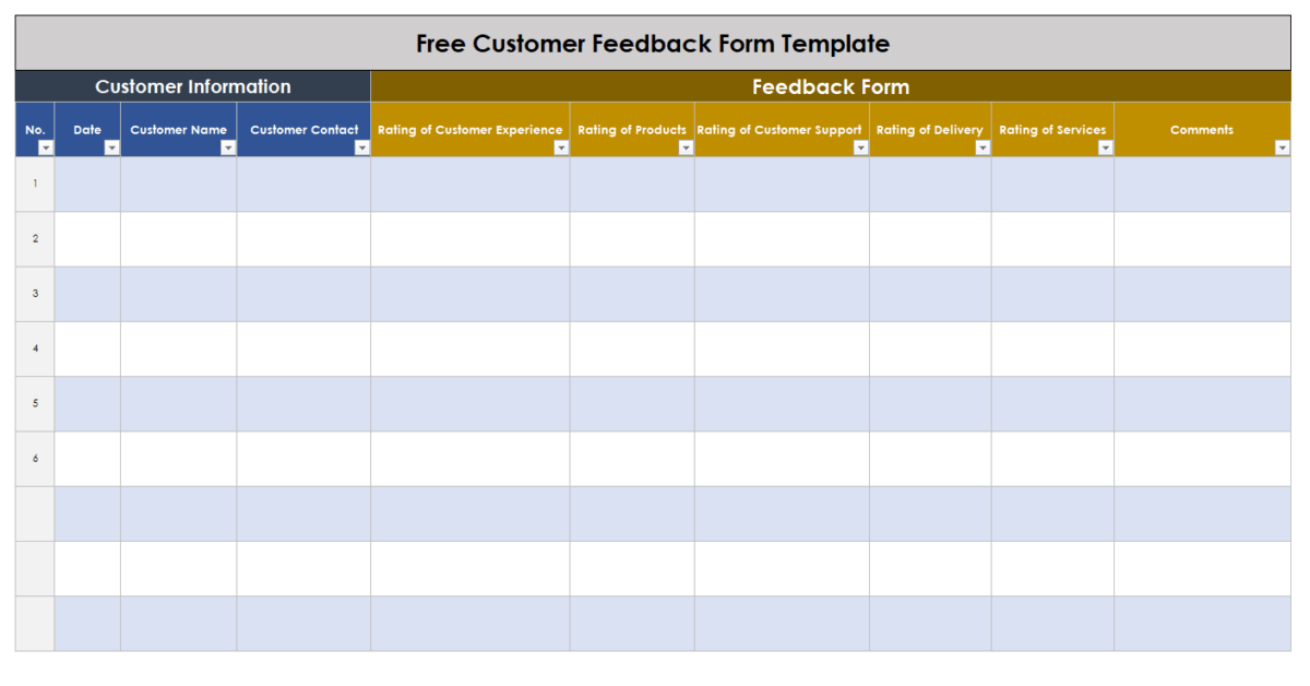 Free Customer Feedback Form Template | Free Excel Templates