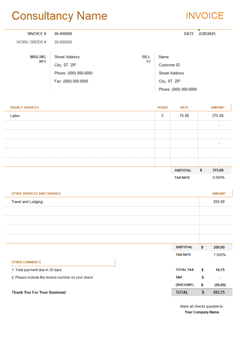 Doctor Invoice Templates | 13+ Free Printable Docs, Xlsx & PDF Formats ...