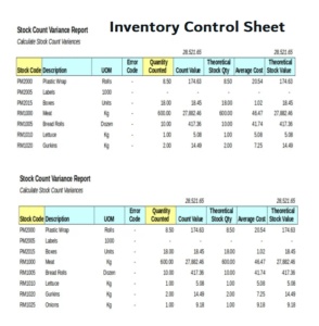 Free Excel Inventory Control Sheet Template | Free Excel Templates