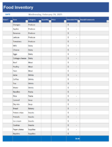 Restaurant Inventory Templates | 12+ Free Printable Docs, Xlsx & PDF ...
