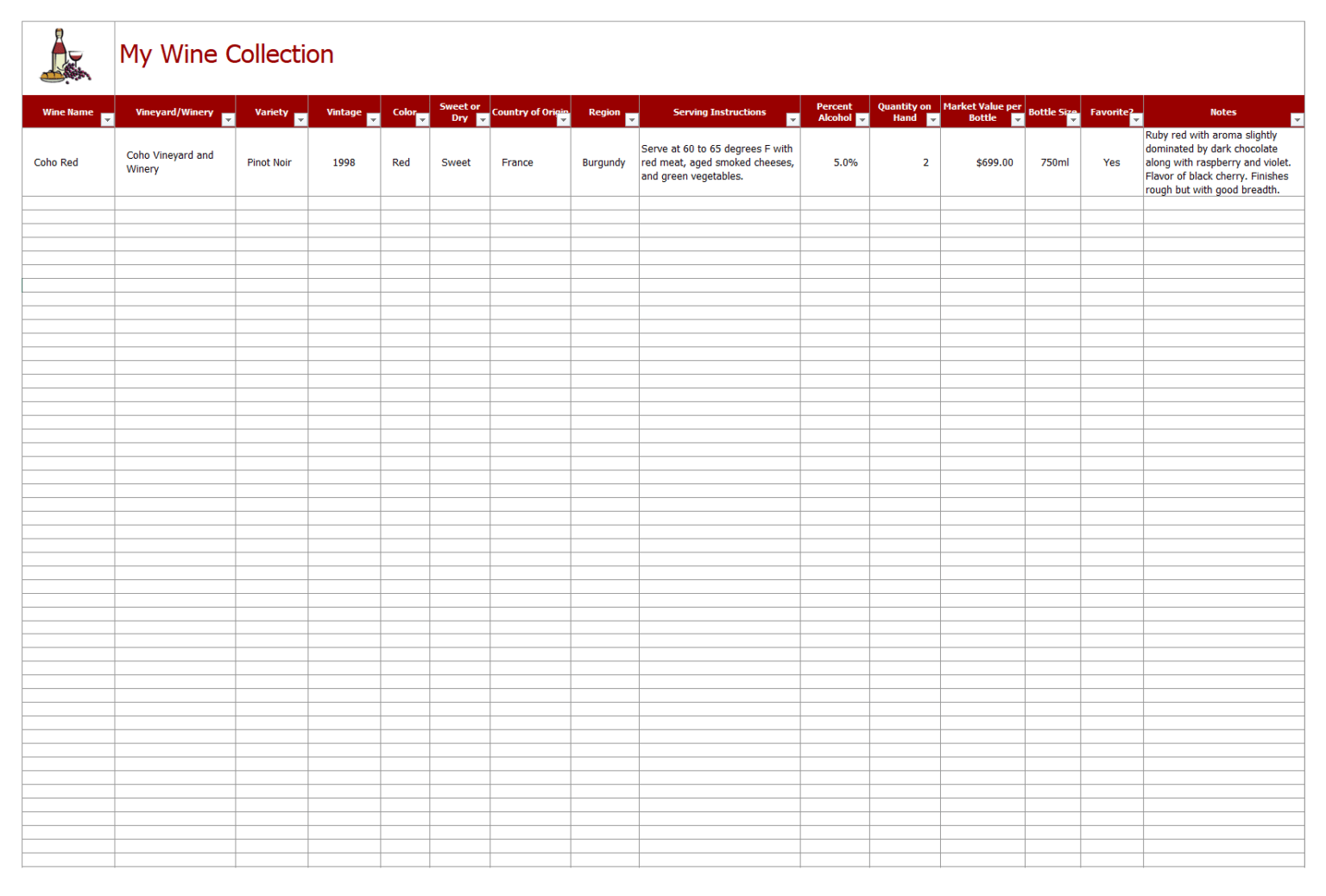 Wine Collection Inventory Templates | 15+ Free Docs, Xlsx & PDF Formats ...