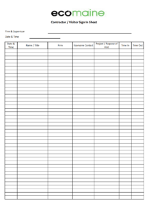 Office Contractor Visitor Form Template | Free Excel Templates