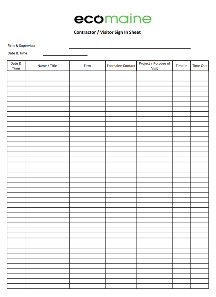 Office Contractor Visitor Form Template | Free Excel Templates