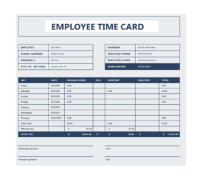 Employee Time Card Templates | 7+ Free Docs, Xlsx & PDF Formats ...