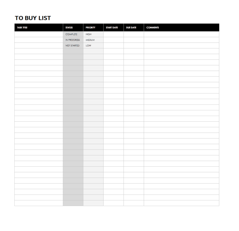 To Buy List Templates | 11+ Free Printable Docs, Xlsx & PDF Formats ...