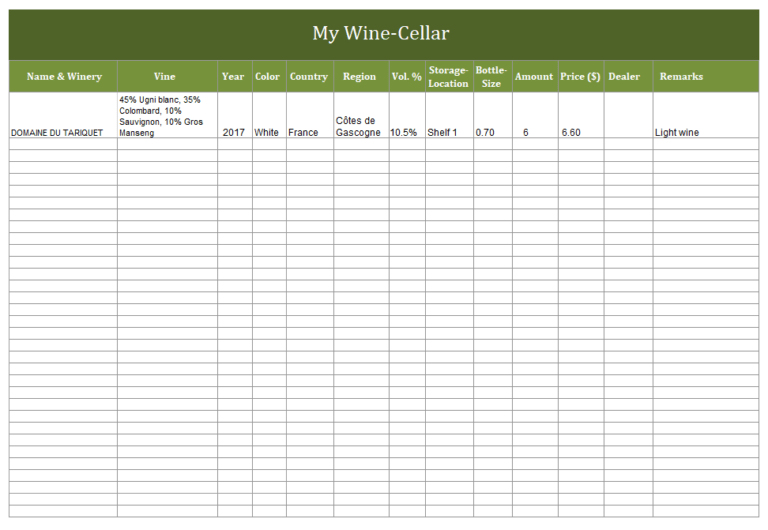 Wine Collection Inventory Templates | 15+ Free Docs, Xlsx & PDF Formats ...