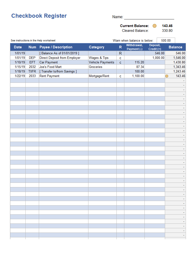 Checkbook Register Templates | 10+ Free Docs, Xlsx & PDF Formats ...