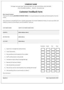 Sample Customer Feedback Form Template | Free Excel Templates