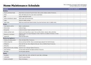 Home Maintenance Schedule Templates | 10+ Free Xlsx, Docs & PDF Formats ...