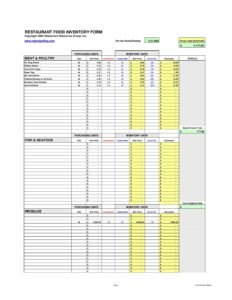 Sample Restaurant Inventory Form | Free Excel Templates