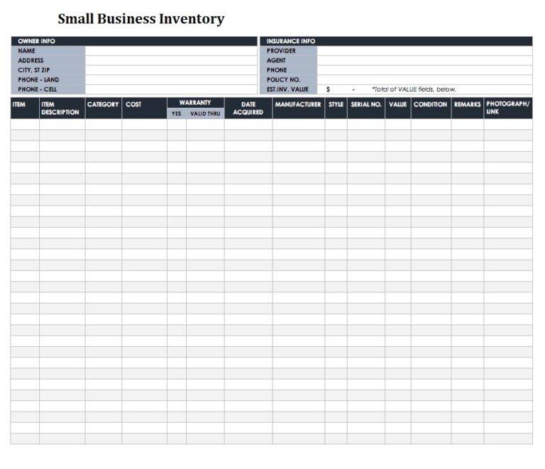 Small Business Inventory Templates | 7+ Free Xlsx, Docs & PDF Formats ...