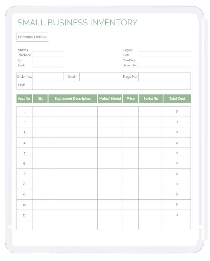 Small Business Inventory Example | Free Excel Templates