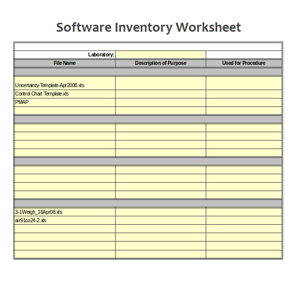 Software Inventory Worksheet Template | Free Excel Templates